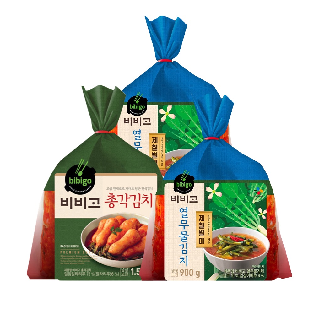 [CJ제일제당] 시원아삭한 비비고 총각김치 1.5kg 1개+열무물김치 900g 2개 | CJ제일제당 대한민국