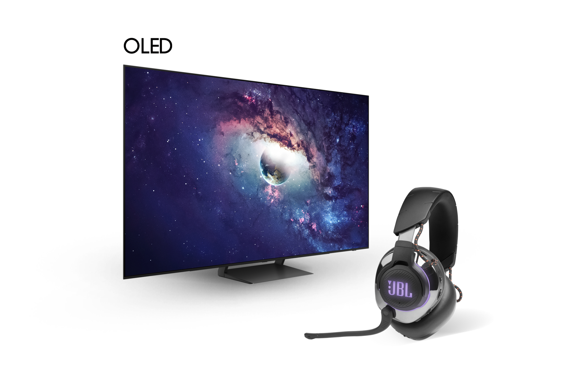 OLED 138 cm 스탠드형 + JBL QUANTUM 810 무선 게이밍 헤드셋 | KQ55SC90-Q | Samsung 대한민국