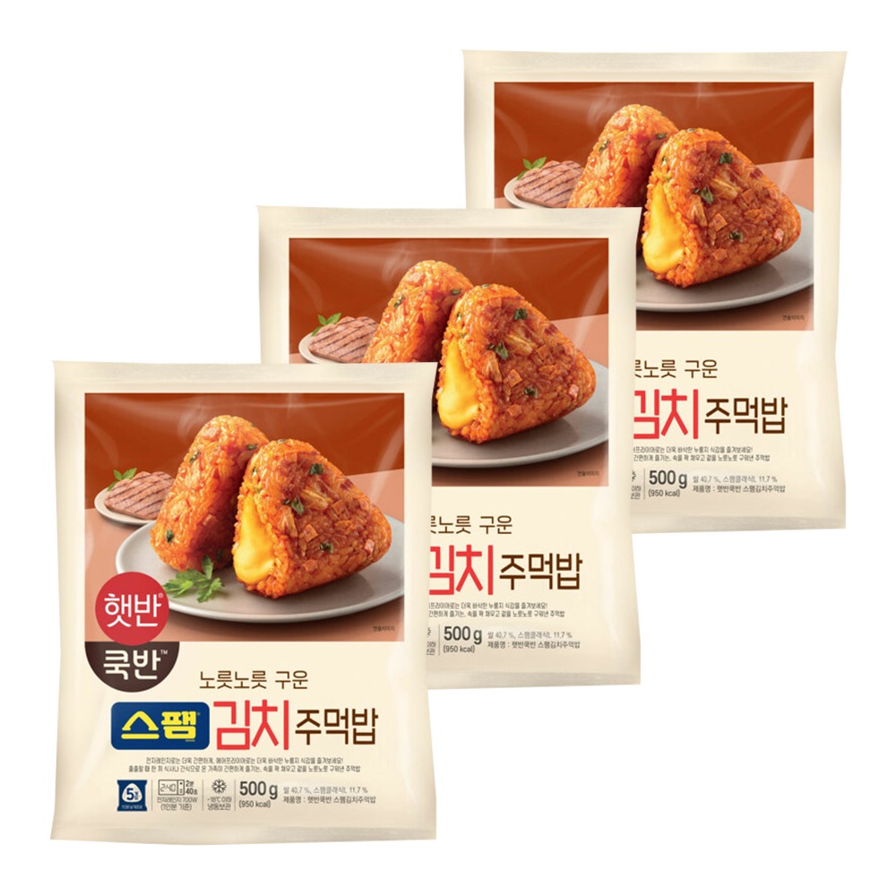[CJ제일제당] 햇반/쿡반 스팸김치주먹밥 500g x 3개 | CJ제일제당 대한민국